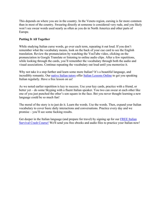 How To Curse in Italian | PDF