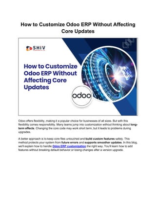 A Comprehensive Guide to Safe Odoo ERP Customization Practices | PDF