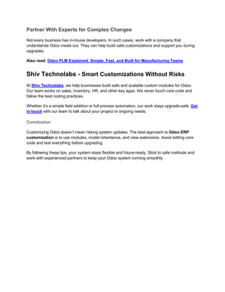 A Comprehensive Guide to Safe Odoo ERP Customization Practices | PDF
