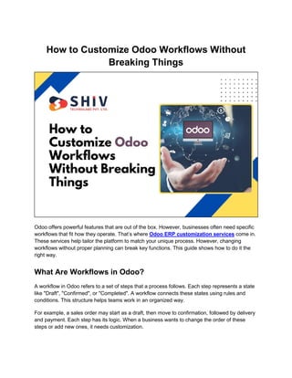 Detailed Guide to Safely Customize Workflows in Odoo ERP | PDF