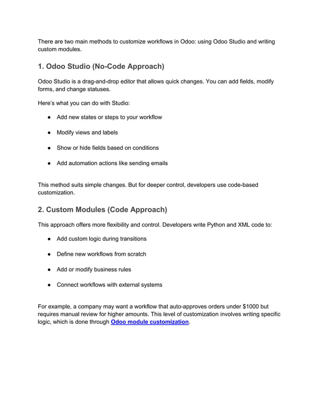 Detailed Guide to Safely Customize Workflows in Odoo ERP | PDF