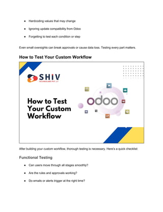 Detailed Guide to Safely Customize Workflows in Odoo ERP | PDF