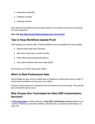 Detailed Guide to Safely Customize Workflows in Odoo ERP | PDF
