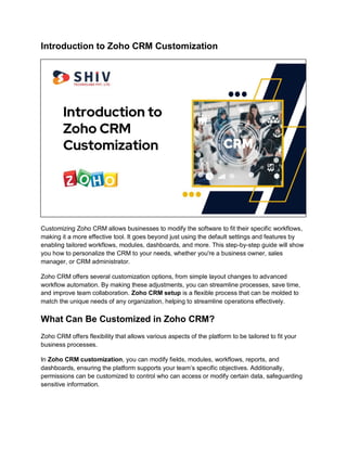 Mastering Zoho CRM Customization: A Step-by-Step Guide | PDF