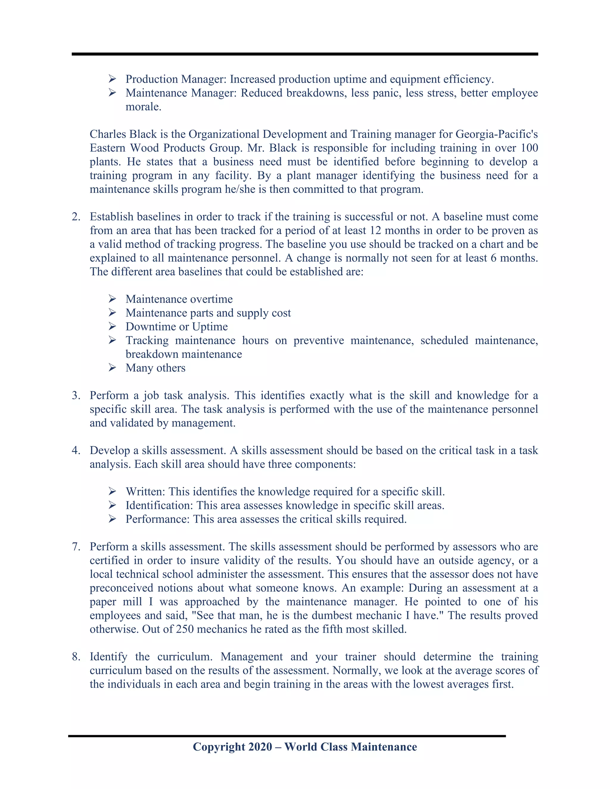 How to Develop an Effective Maintenance Skills Training Program | PDF