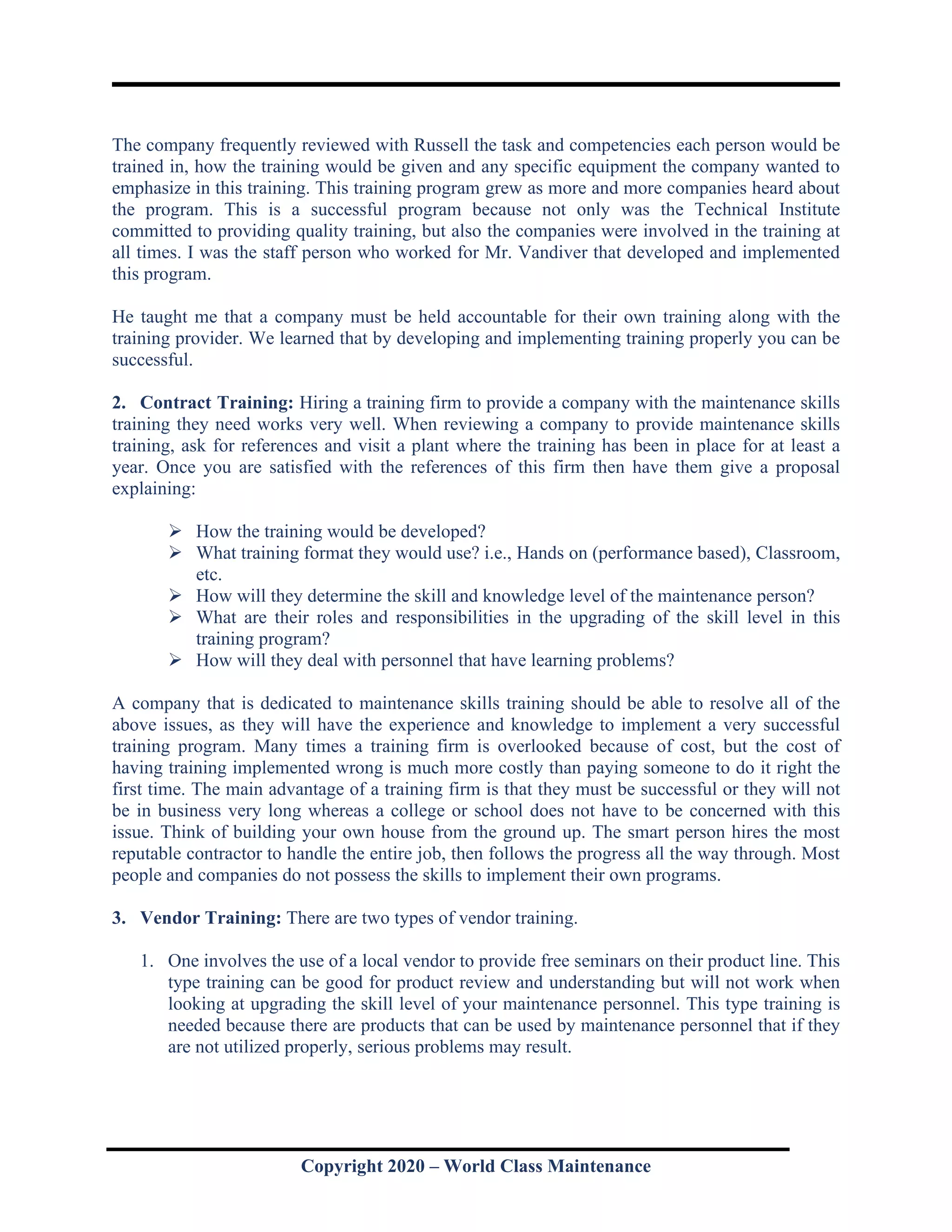 How to Develop an Effective Maintenance Skills Training Program | PDF