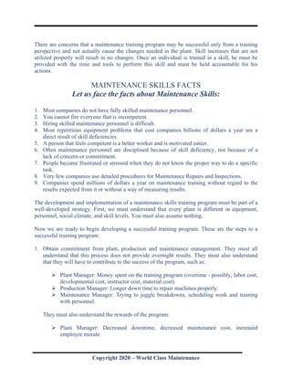 How to Develop an Effective Maintenance Skills Training Program | PDF