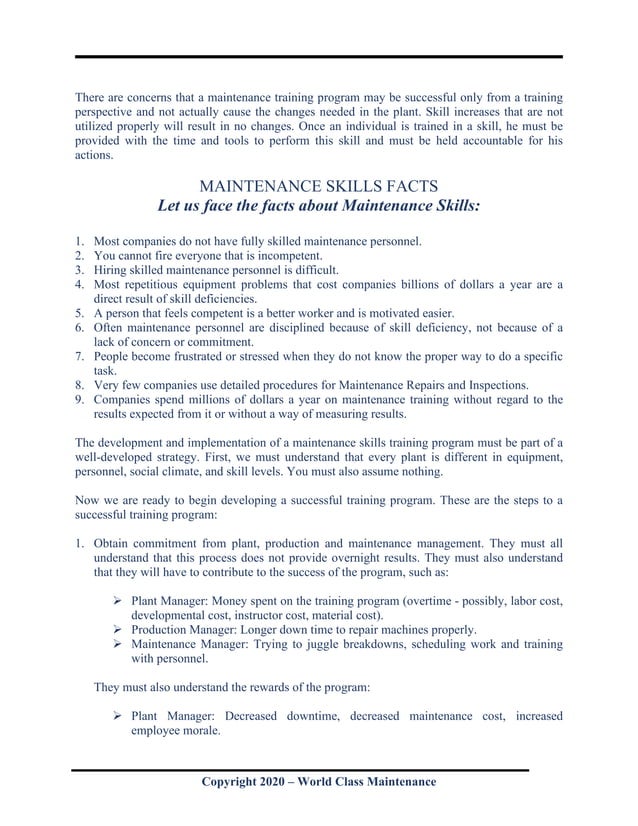 How to Develop an Effective Maintenance Skills Training Program | PDF