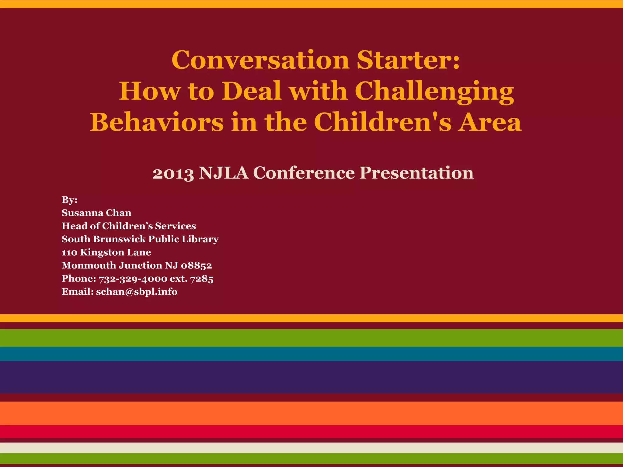 How to deal with challenging behaviors in the children's area | PPT