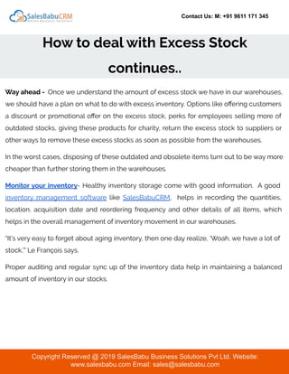 How to deal with excess stock in your inventory | PDF
