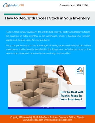 How to deal with excess stock in your inventory | PDF