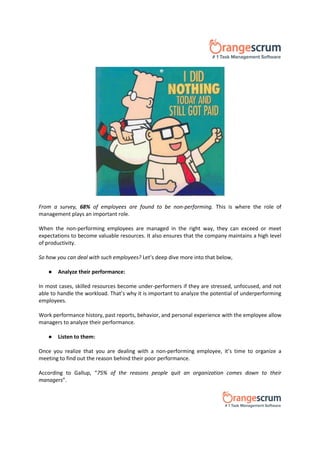 How to deal with non performing employees at the workplace | PDF