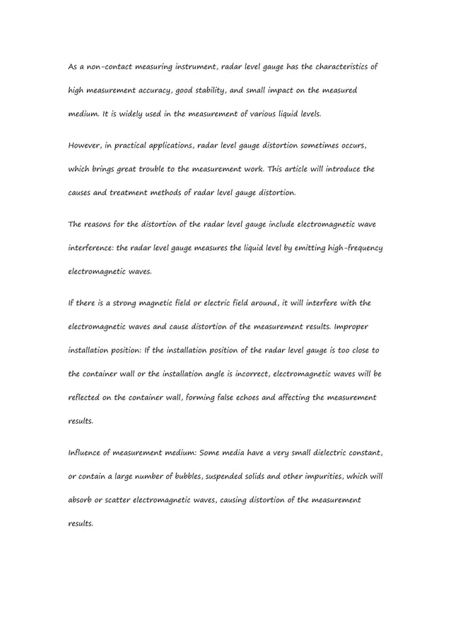 How To Deal With Radar Level Gauge Distortion | PDF