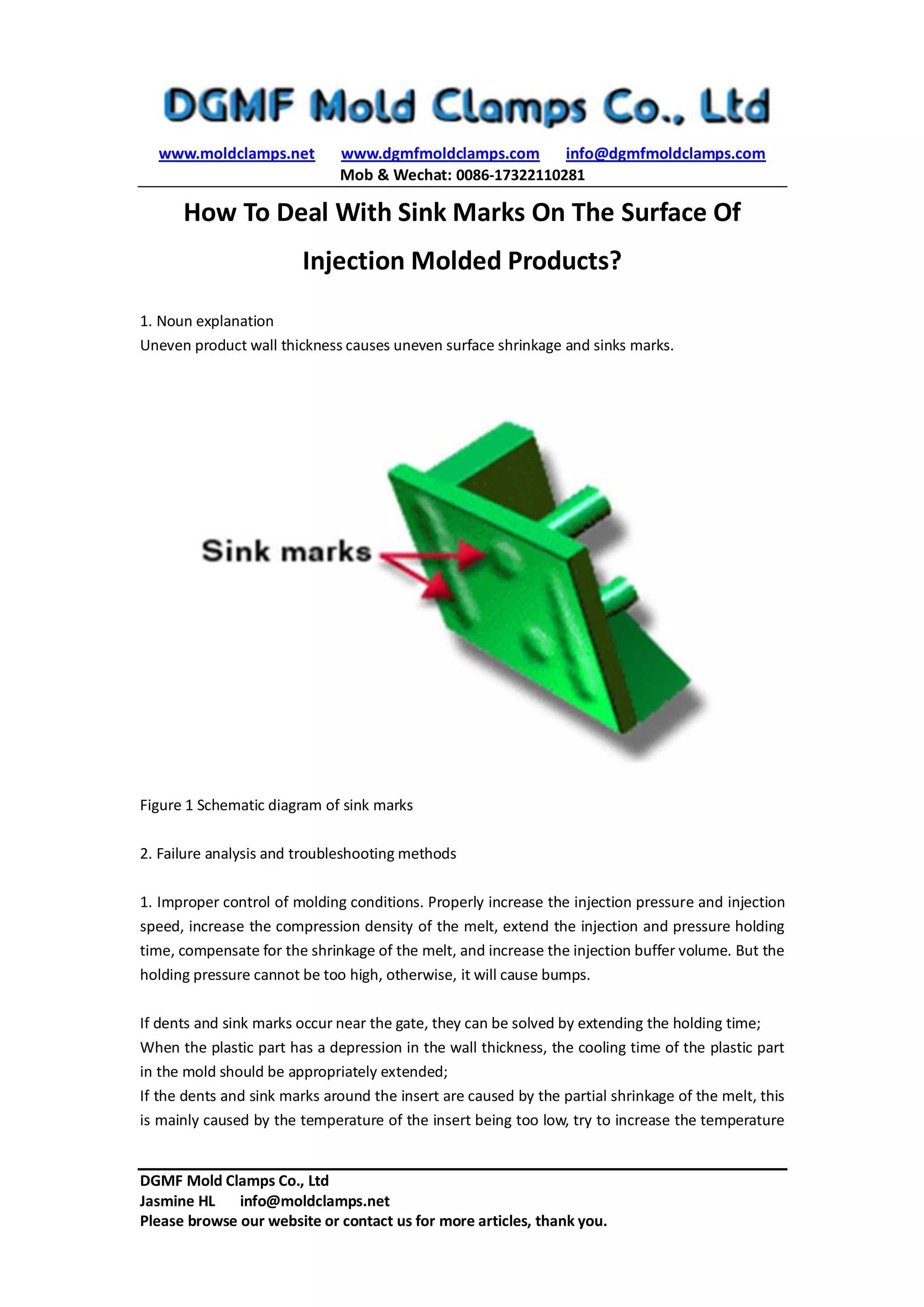 How to deal with sink marks on the surface of injection molded products ...