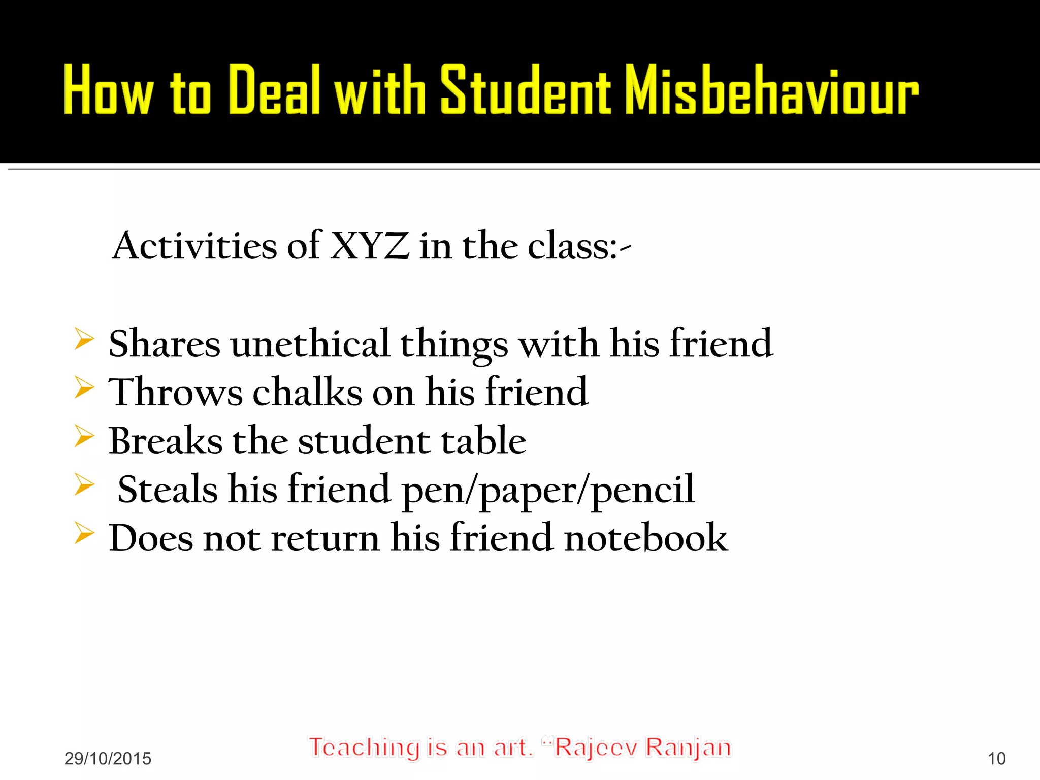 How to Deal with Student Misbehaviour | PPT