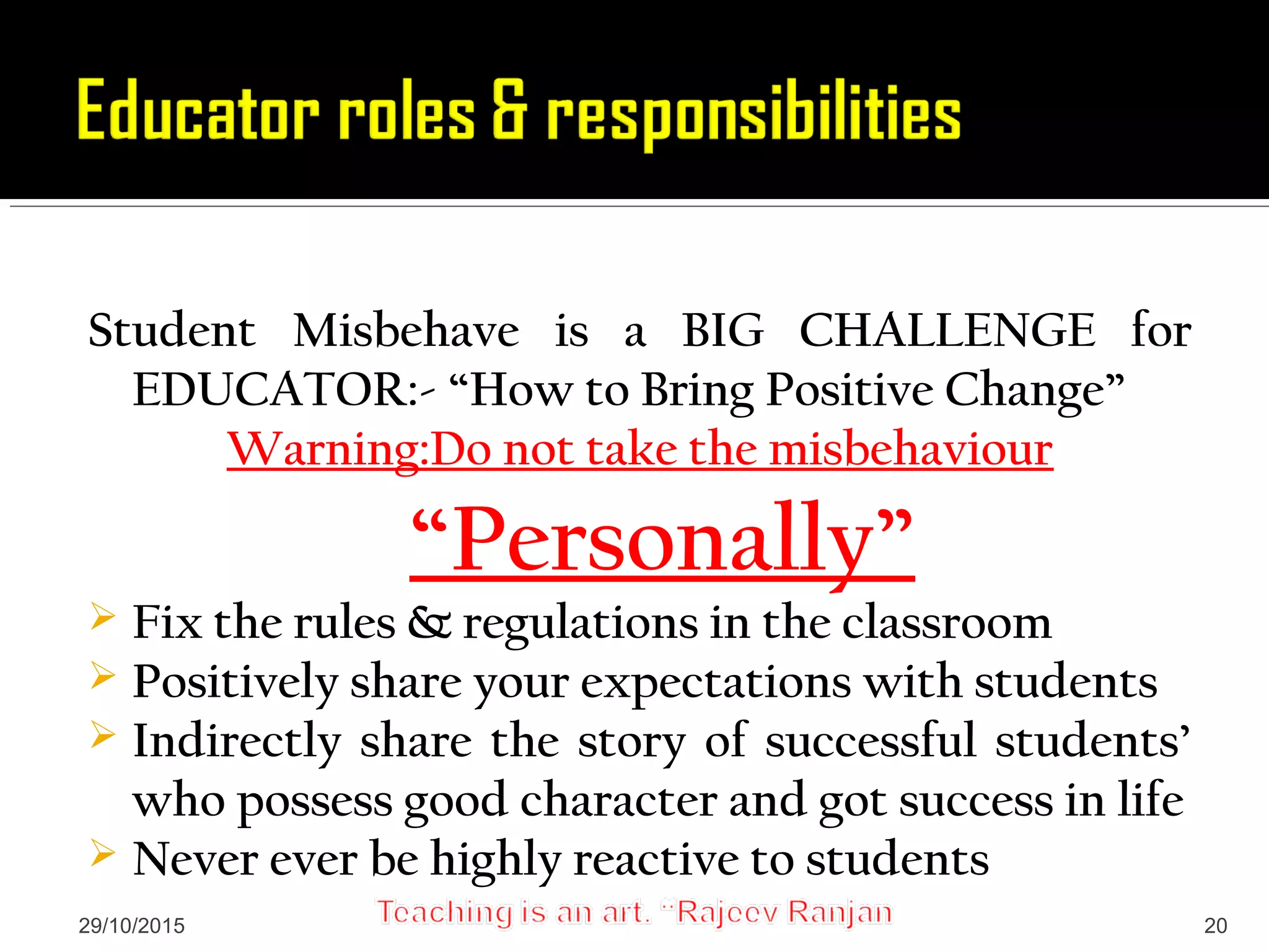 How to Deal with Student Misbehaviour | PPT