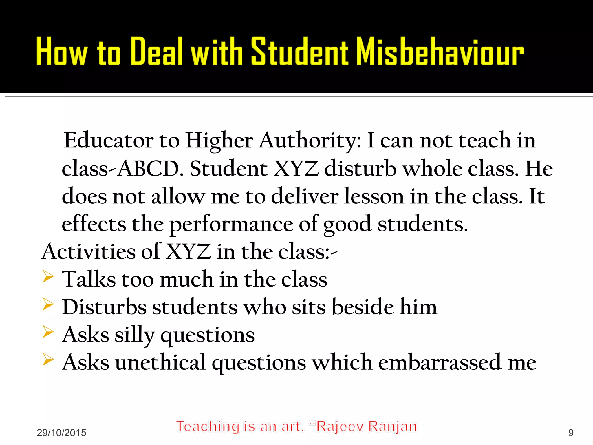 How to Deal with Student Misbehaviour | PPT