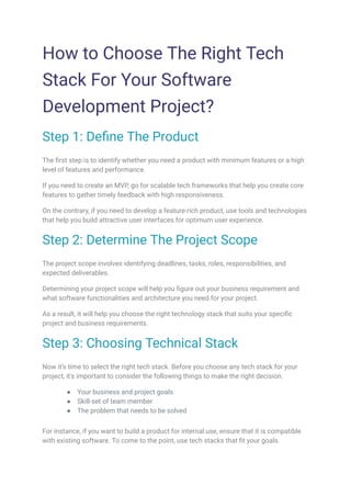 How to Decide Technology Stack for Your Next Software Development Project? | PDF