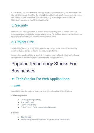 How to Decide Technology Stack for Your Next Software Development Project? | PDF