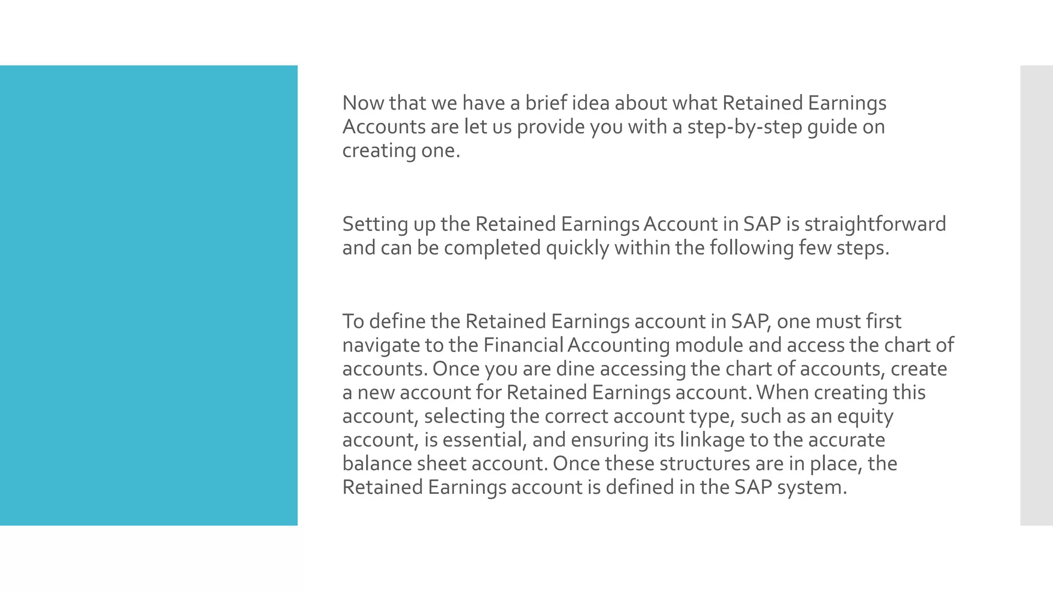 How to Define Retained Earnings Account in SAP | PPTX