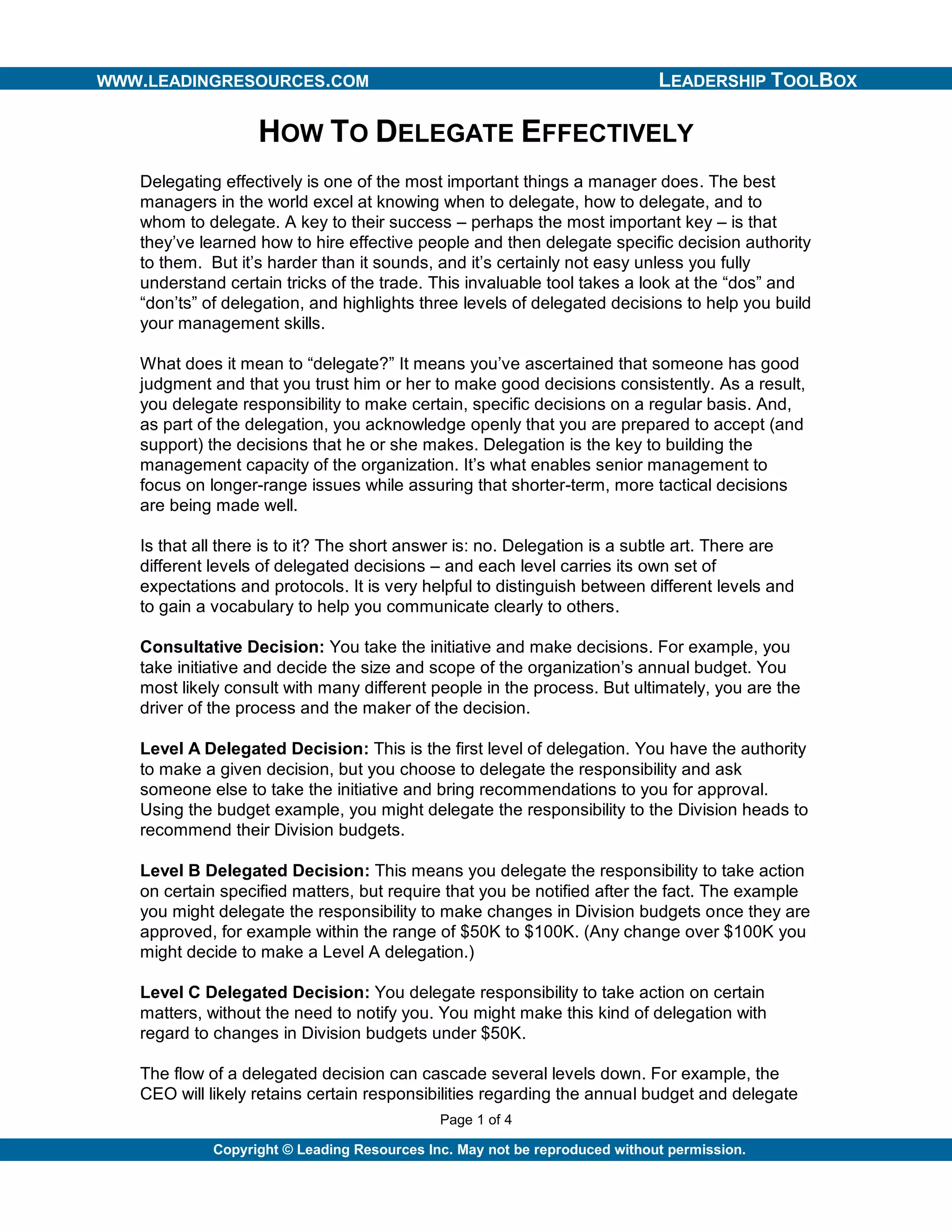 How to Delegate Effectively | PDF