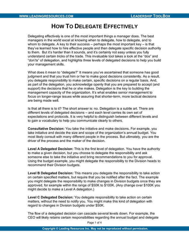 How to Delegate Effectively | PDF