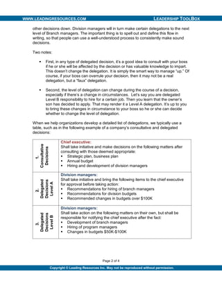 How to Delegate Effectively | PDF | Executive Leadership & Management ...