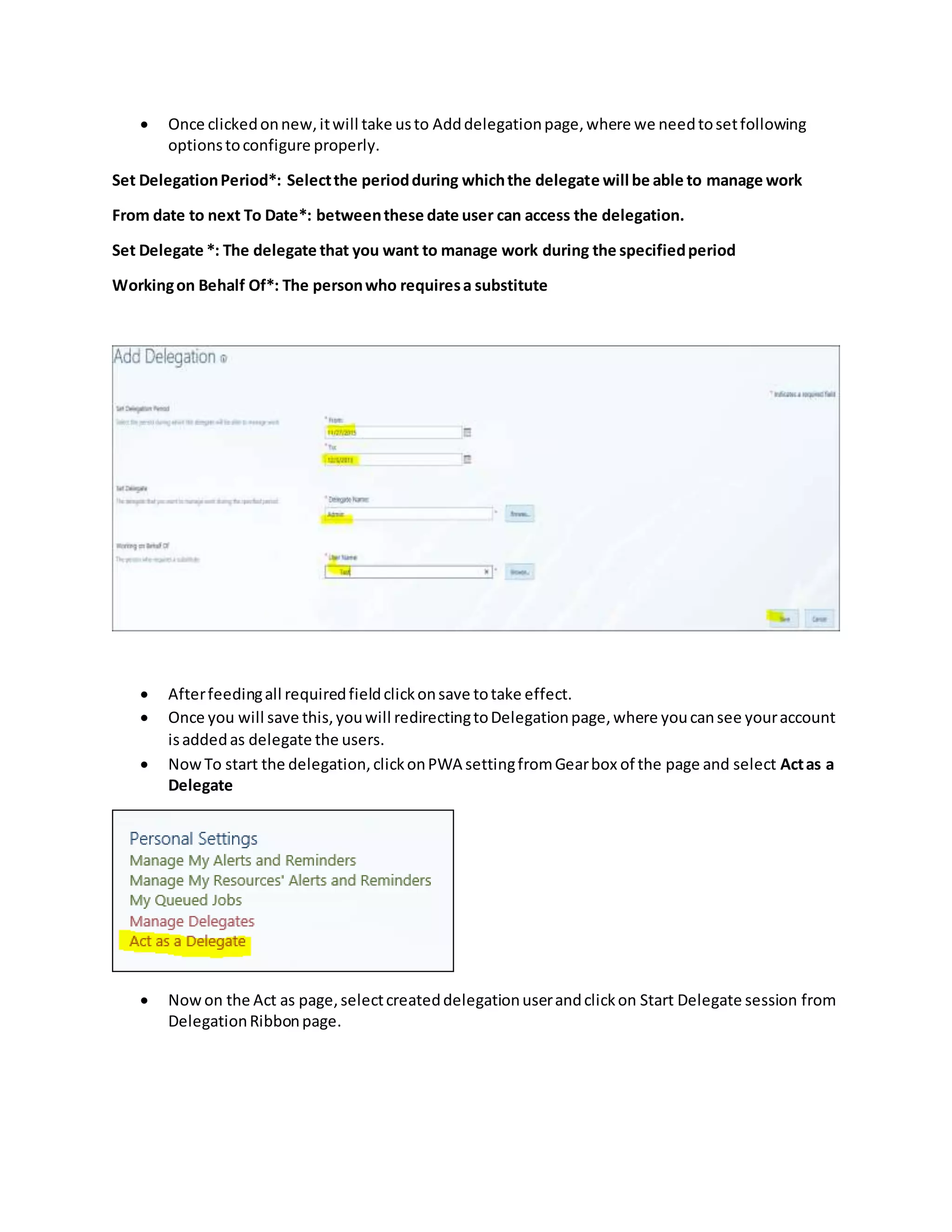 How to delegate permission for a user’s or group in project online | PDF