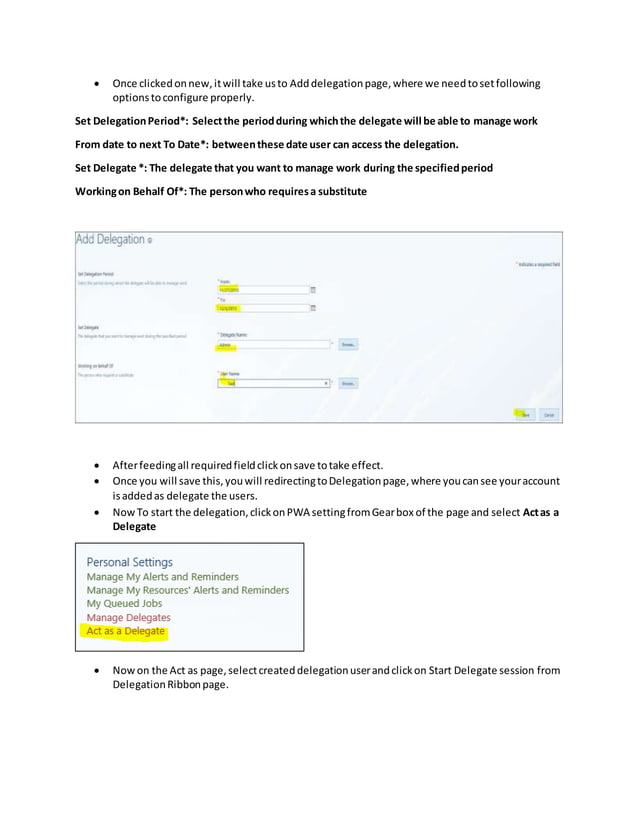 How to delegate permission for a user’s or group in project online | PDF