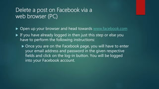 How to delete a post on Facebook? | PPT