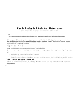 How to deploy and scale your meteor apps | PDF | Cloud Computing | Internet