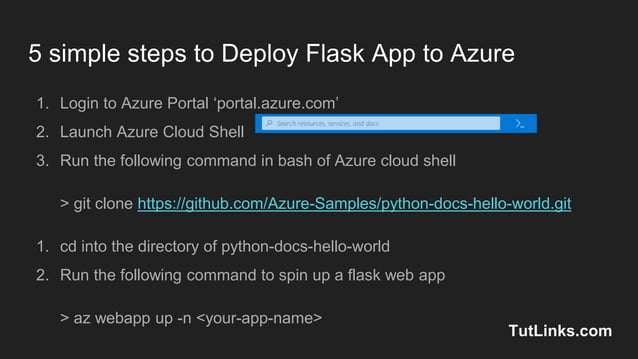 How to deploy flask app to azure in 5 mins | PPT