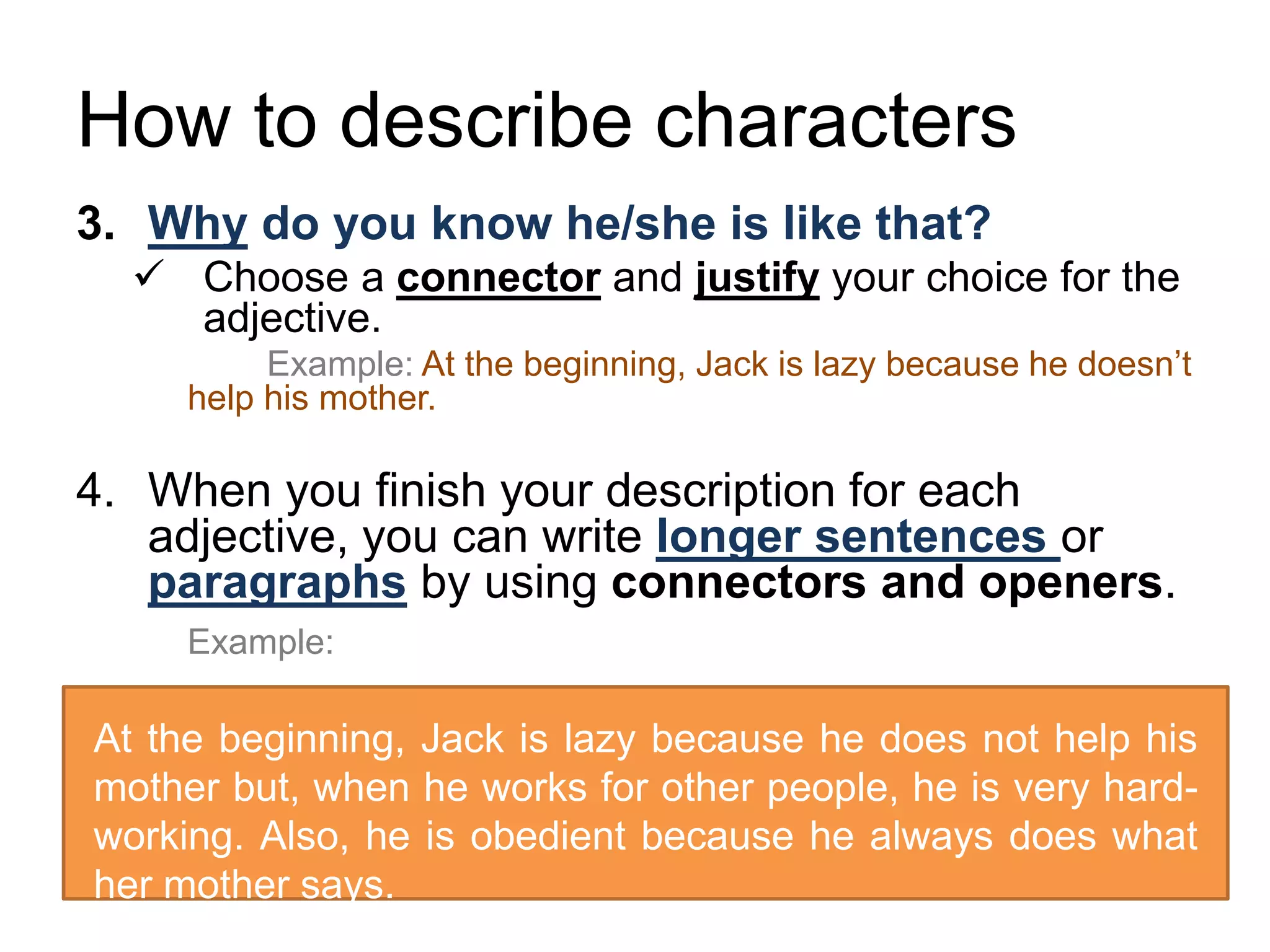 How to describe characters | PPTX