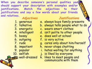 how to describe people for senior high school | PPT