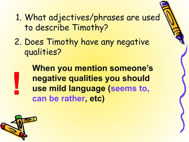 how to describe people for senior high school | PPT