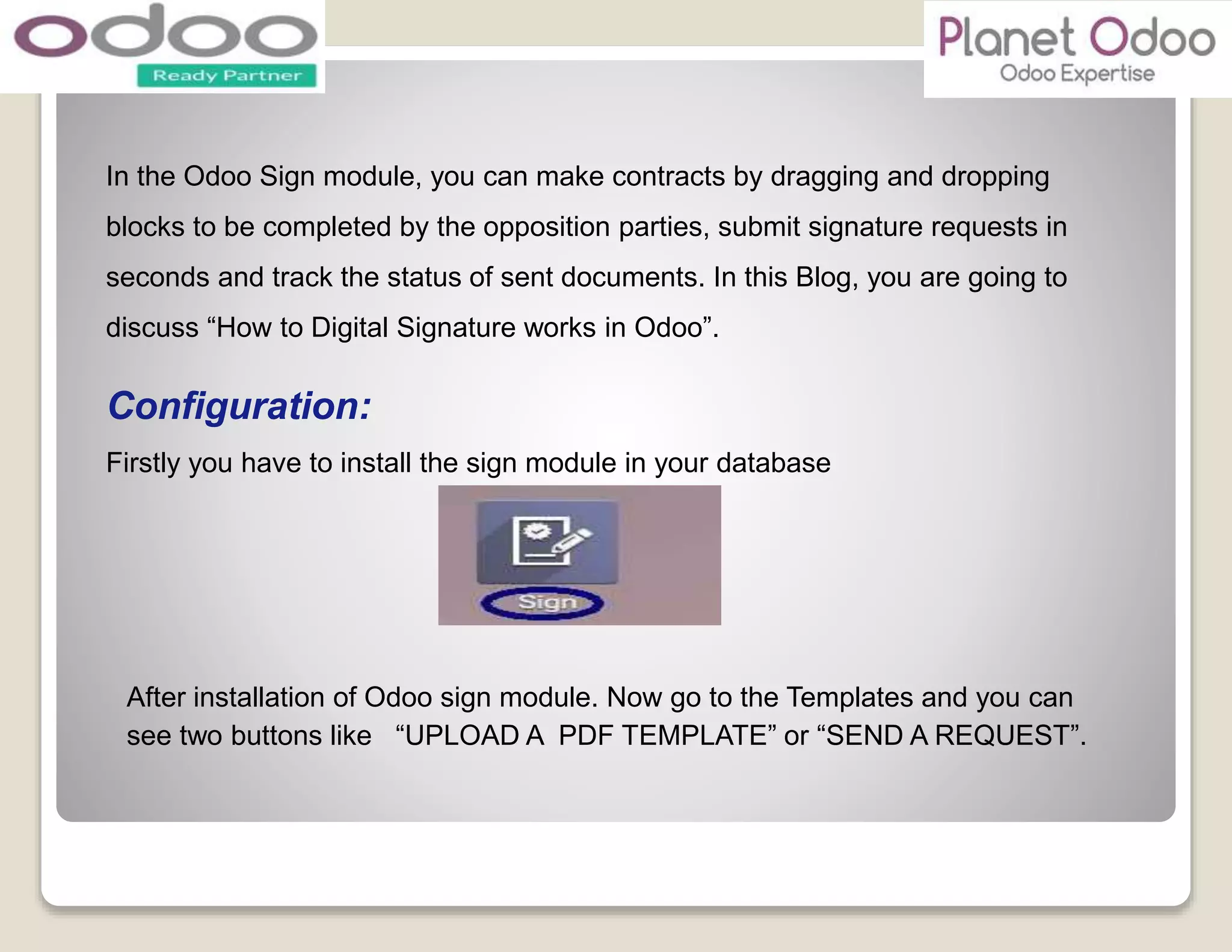 How to design a digital signature in odoo | PPTX
