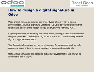 How to design a digital signature in odoo | PPTX