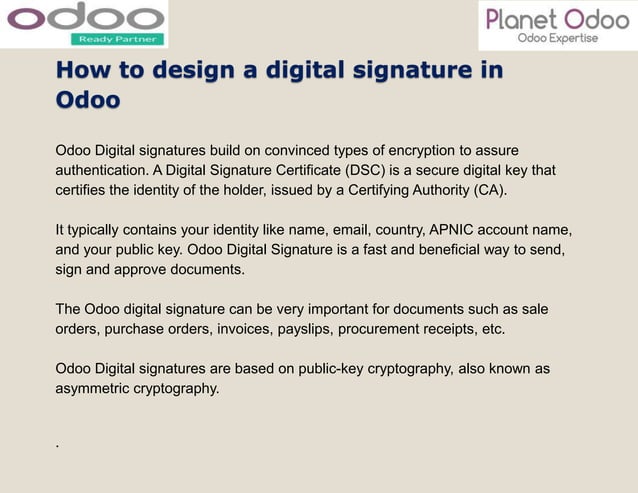 How to design a digital signature in odoo | PPT