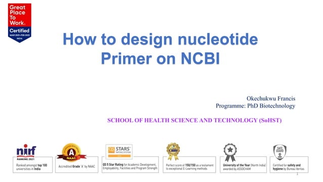 How to design a DNA primer on NCBI.pptx | Genetics | Science