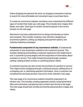 How to design and development ecommerce Website | PDF | Internet ...