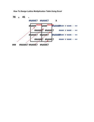 How to design lattice multiplication table using excel | ODS