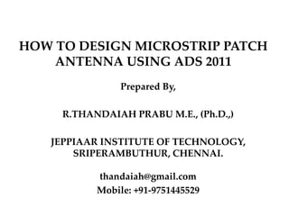 How to design Microstrip Patch Antenna using ADS 2011 | PDF