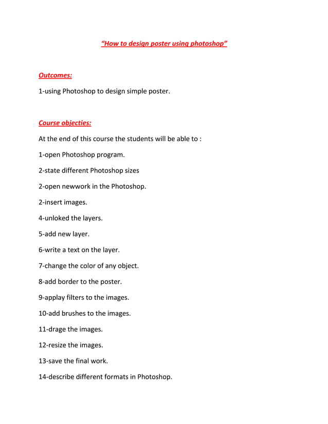 How to design poster using photoshop | DOCX | Desktop Publishing ...