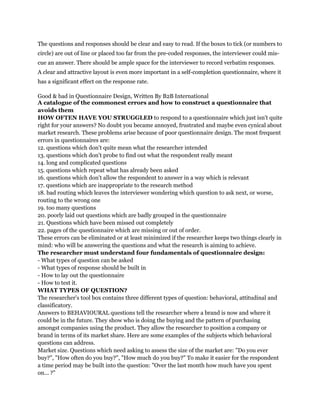 How to design questionnaire | DOC | Educational Assessment | Education