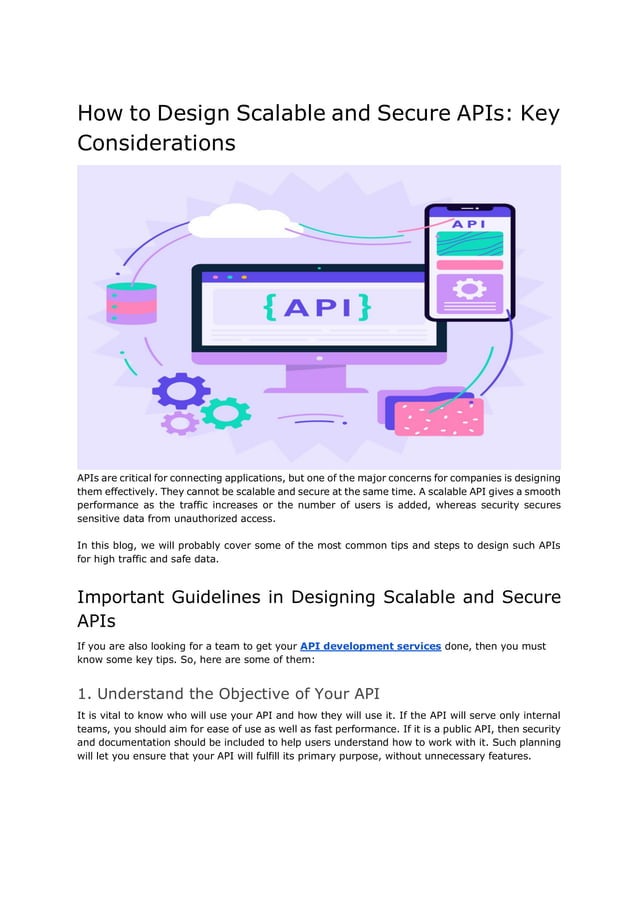 How to Design Scalable and Secure APIs: Essential Considerations for ... How to Design Scalable and Secure APIs: Essential Considerations for ...