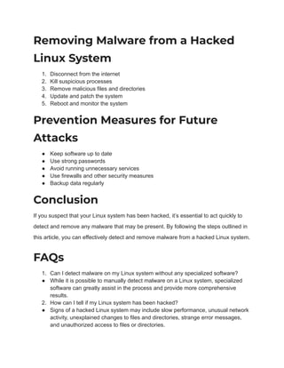 How to Detect and Remove Malware from a Hacked Linux System.pdf | Operating Systems | Computer ...