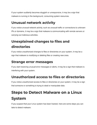 How to Detect and Remove Malware from a Hacked Linux System.pdf | Operating Systems | Computer ...