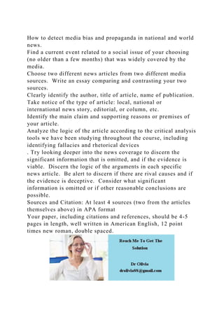 How to detect media bias and propaganda in national and world news. .docx