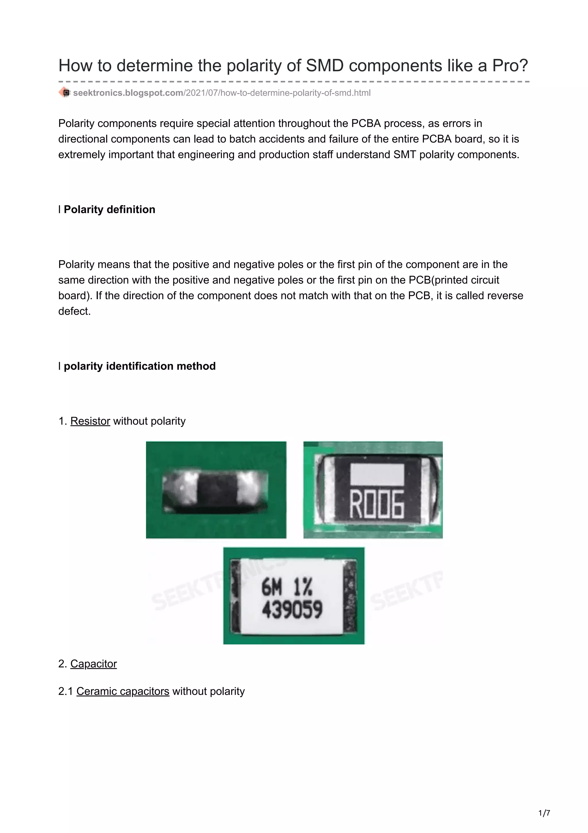 How to determine the polarity of smd components like a pro | PDF