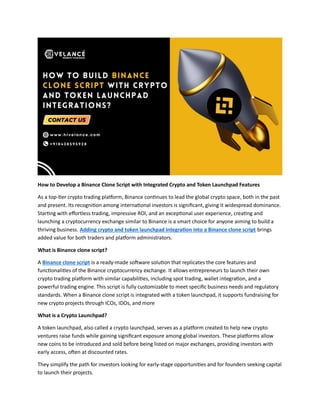 Binance Clone Script With Token Launchpad: A Complete Tech Stack for Crypto Startups in 2025 | PDF